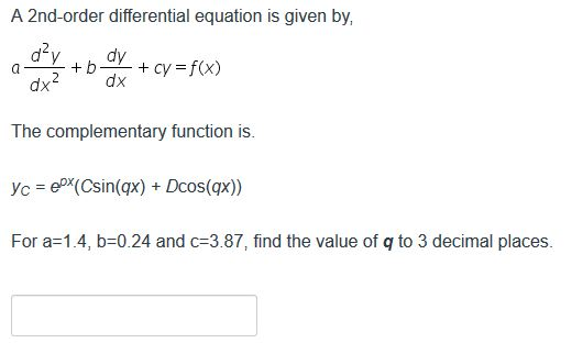 Solved A 2nd-order differential equation is given by, The | Chegg.com