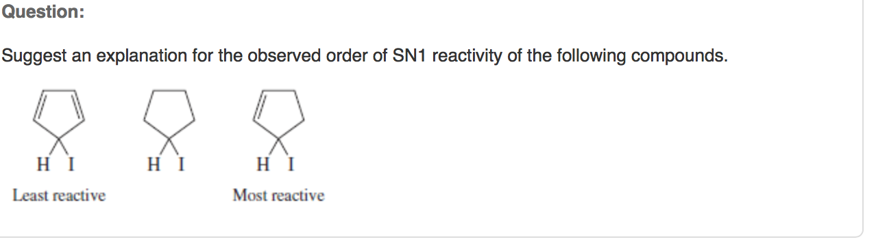 Solved Suggest an explanation for the observed order of SN1 | Chegg.com