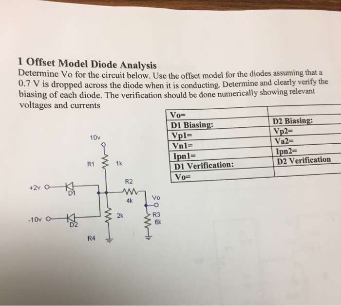 Solved Determine Vo for the circuit below. Use the offset | Chegg.com