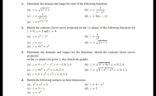 Solved I. Determine the domain and range for each of the | Chegg.com