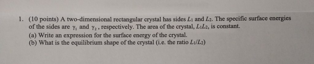 Solved (10 points) A two-dimensional rectangular crystal has | Chegg.com