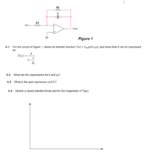 Solved R2 R1 Vin Vout Figure 1 A.1 For the circuit of Figure | Chegg.com