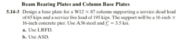 Solved Beam Bearing Plates and Column Base Plates 5.14.3 | Chegg.com
