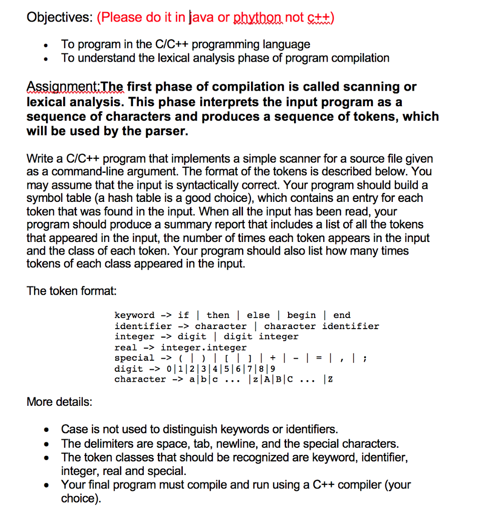 Solved Objectives: (Please do it in lava or Rhython not C ) | Chegg.com