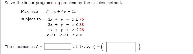 Solved Solve the linear programming problem by the simple x | Chegg.com