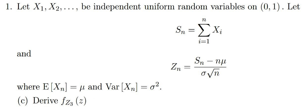 Solved 1. Let X1, X2,..., be independent uniform random | Chegg.com Solved 1. Let X1, X2,..., be independent uniform random | Chegg.com