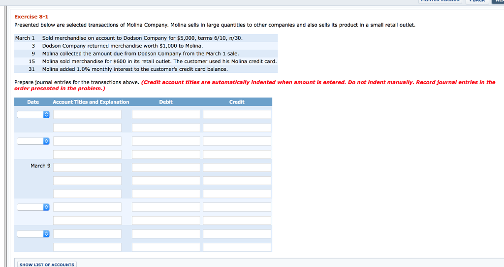 Solved Presented below are selected transactions of Molina | Chegg.com