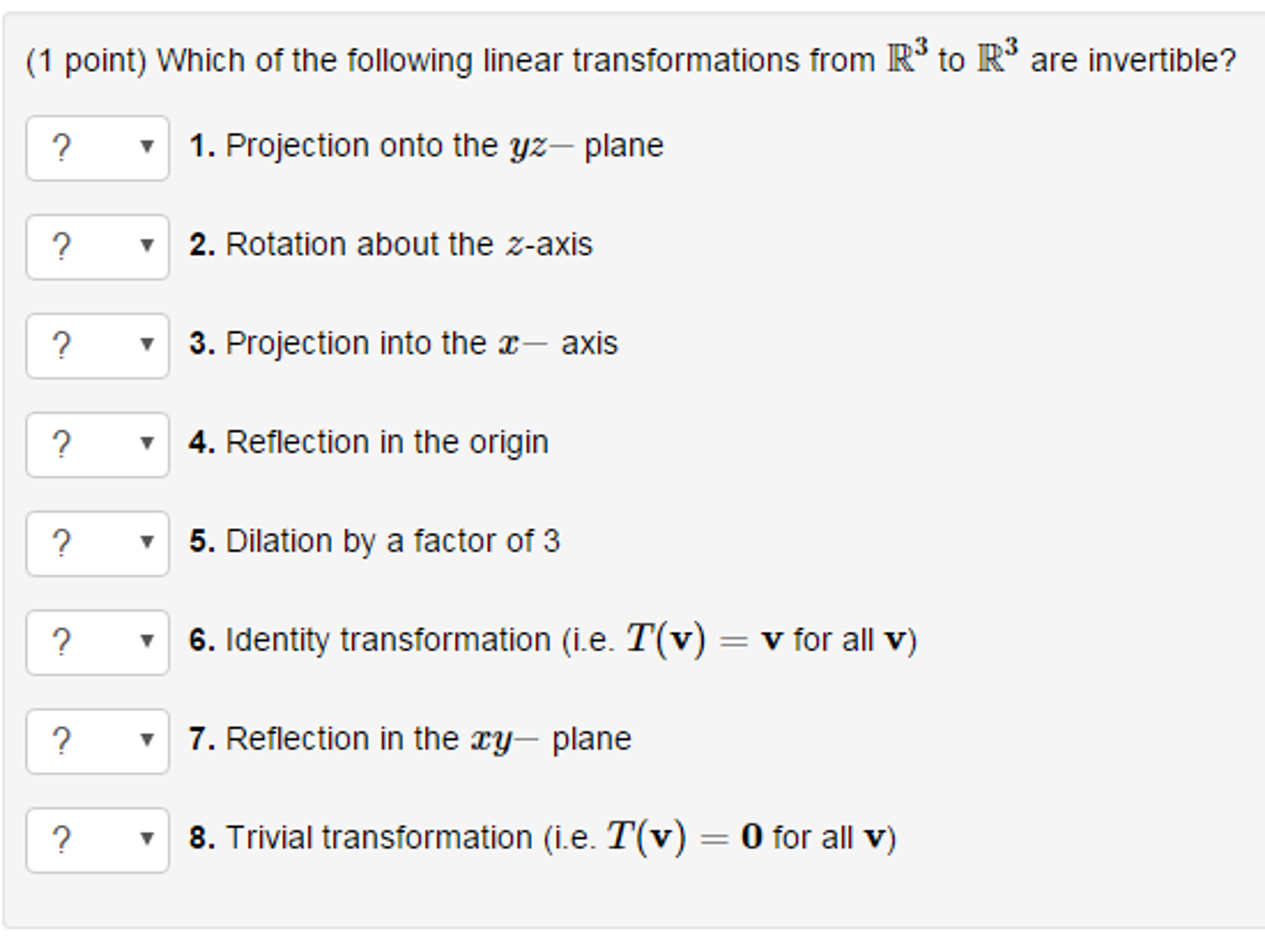 Solved Which Of The Following Linear Transformations From