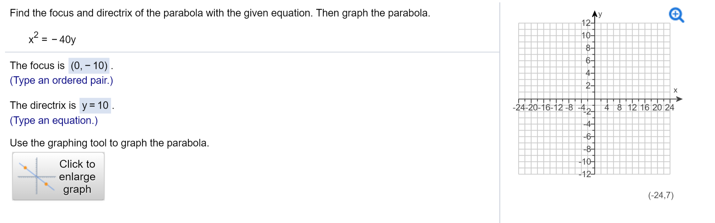 Solved Find the focus and directrix of the parabola with the | Chegg.com