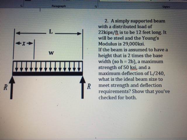 Solved A simply supported beam with a distributed load of | Chegg.com