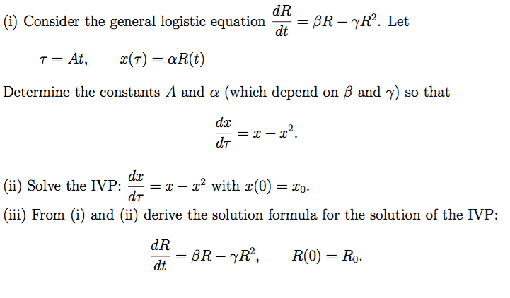 Solved Consider the general logistic equation dR/dt = beta R | Chegg.com