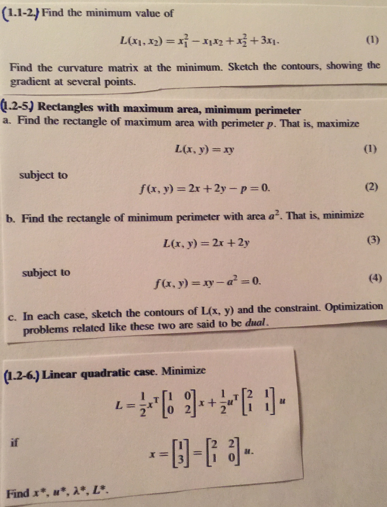 Solved Find the curvature matrix at the minimum. Sketch the | Chegg.com