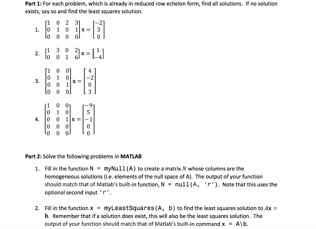 Solved Part 1: For each problem, which is already in reduced | Chegg.com