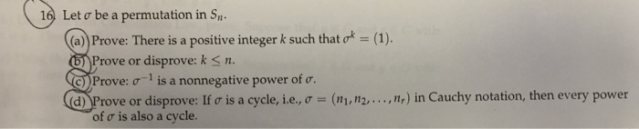 Solved Let sigma be a permutation in S_u. (a) Prove: There | Chegg.com
