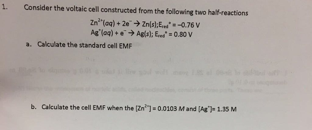Solved Consider the voltaic cell constructed from the | Chegg.com