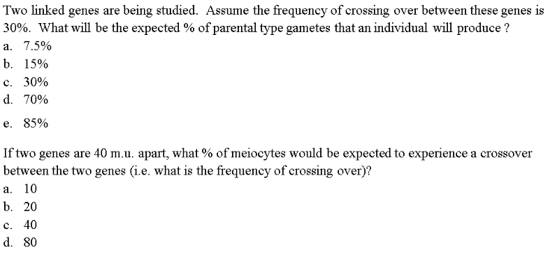 Solved Assume the frequency of crossing over betweem 30%. | Chegg.com