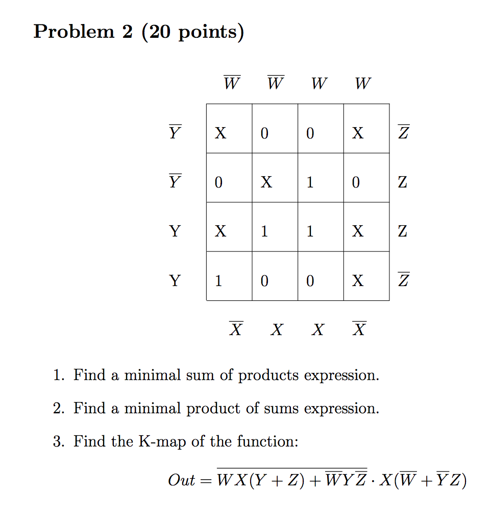 Solved Find A Minimal Sum Of Products Expression Find A 