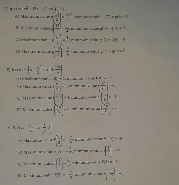 Solved A) 5, 16 Find the ABSOLUTE maximum and minimum values | Chegg.com