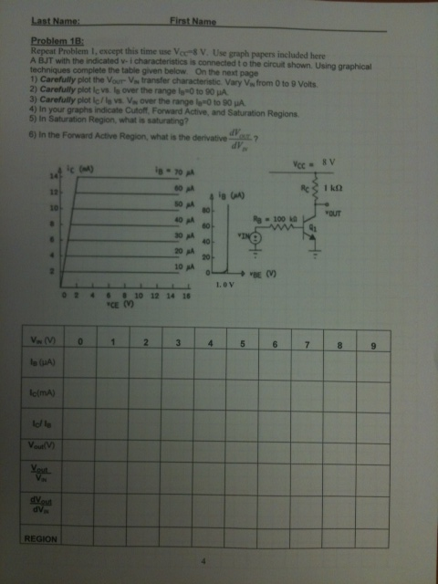 Repeat problem 1. except this time use Vcc = 8 V. | Chegg.com Repeat problem 1. except this time use Vcc = 8 V. | Chegg.com