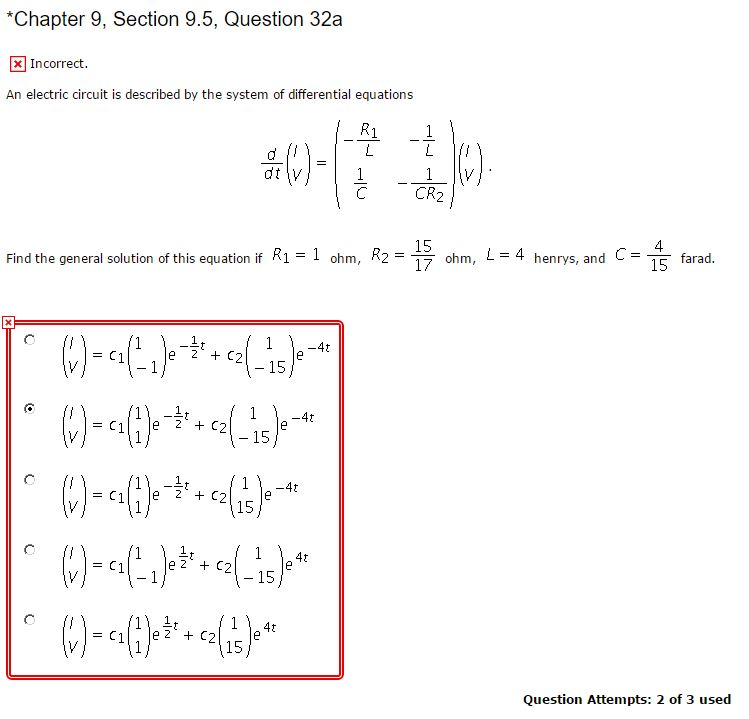 Solved An electric circuit is described by the system of | Chegg.com