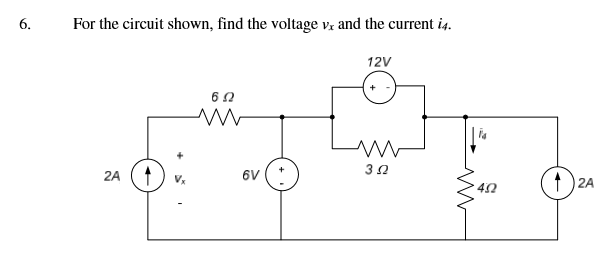 Solved For the circuit shown, find the voltage v_x and the | Chegg.com