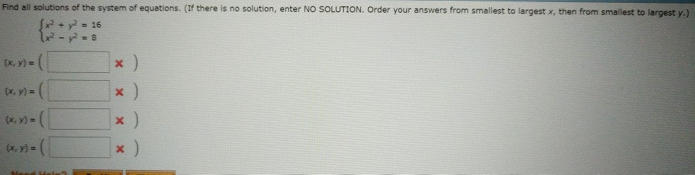 Solved Find all solutions of the system of equations. (If | Chegg.com