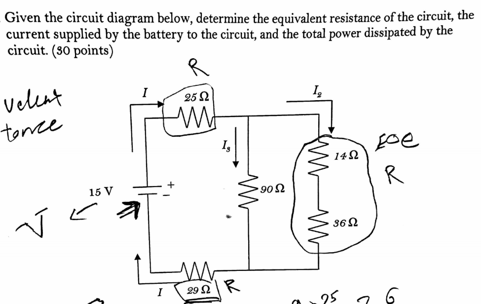 Solved Given the circuit diagram below, determine the | Chegg.com