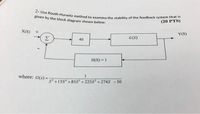 Solved Use Routh-Hurwitz method to examine the stability of | Chegg.com