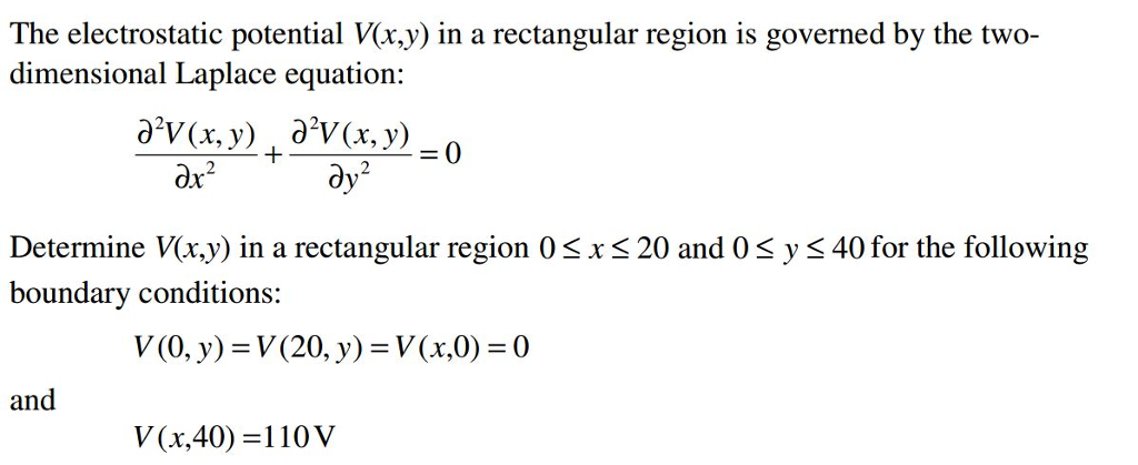 Solved The electrostatic potential V(r,y) in a rectangular | Chegg.com