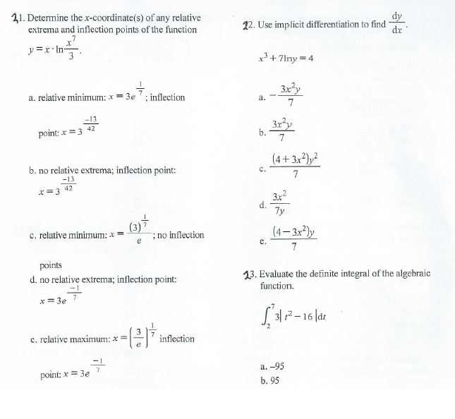 Solved 11 . Determine the x-coordinate(s) of any relative | Chegg.com