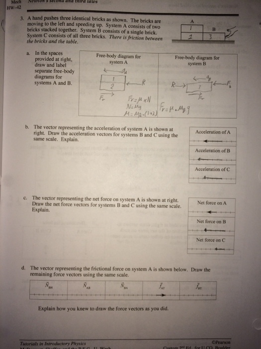 Solved A hand pushes three identical bricks as shown. The | Chegg.com