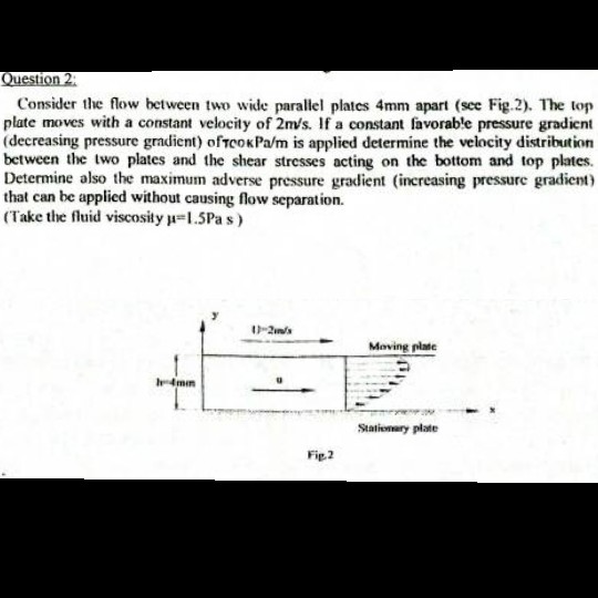 Solved Consider the flow between two wide parallel plates | Chegg.com