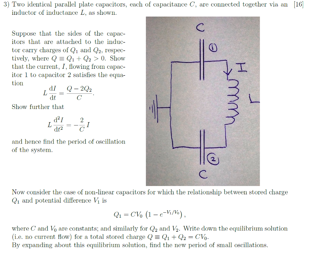 Solved 3 Two Identical Parallel Plate Capacitors Each Of