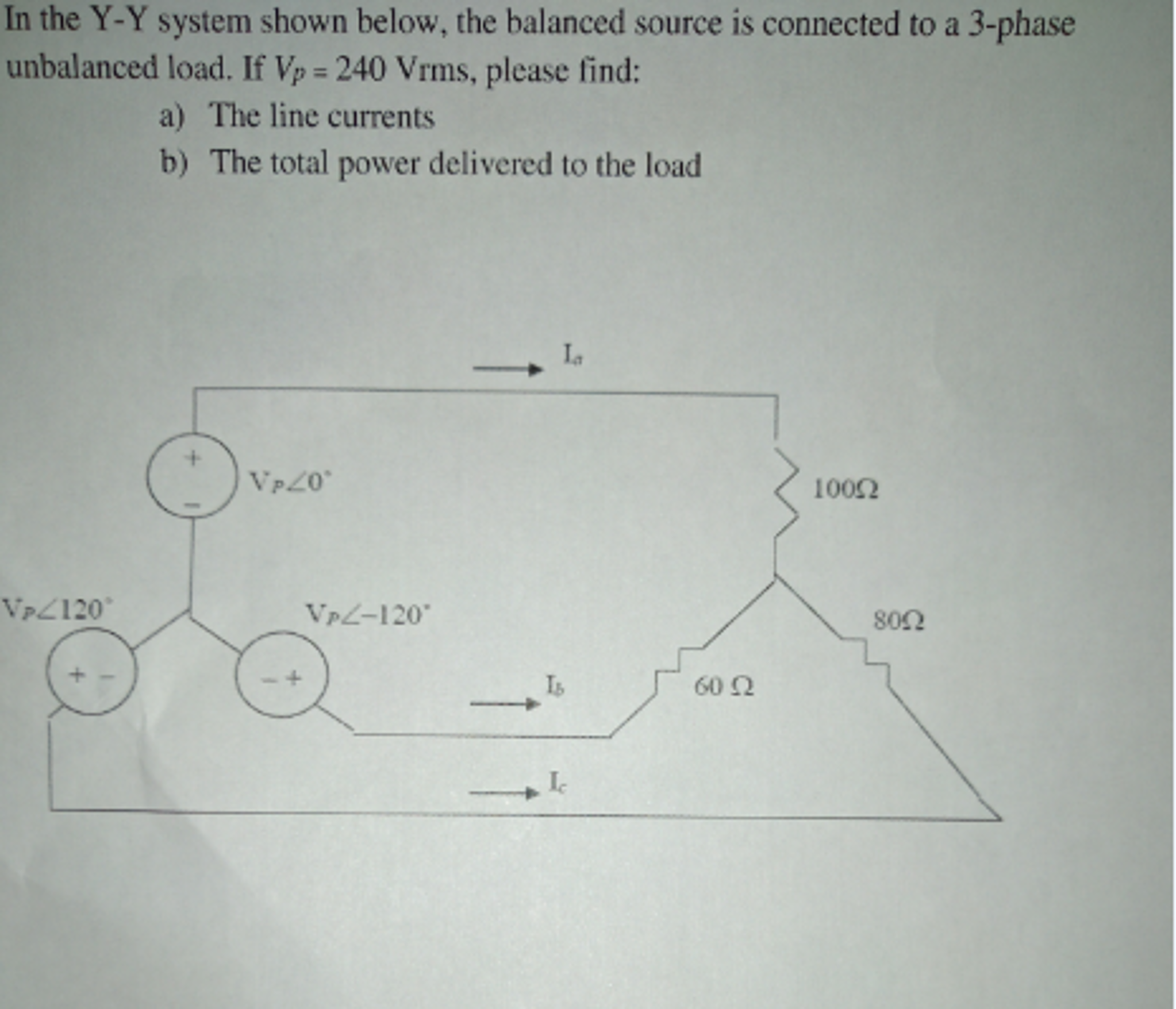 Solved In the Y-Y system shown below, the balanced source is | Chegg.com