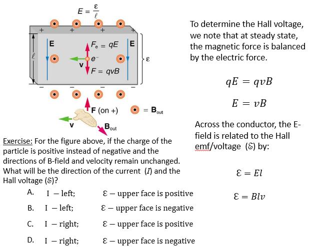 Solved To determine the Hall voltage, we note that at steady | Chegg.com