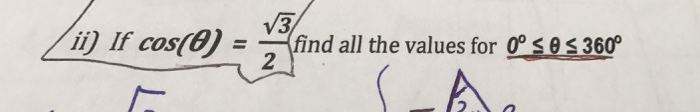 Solved If cos(theta) = Squareroot 3/2 find all the values | Chegg.com