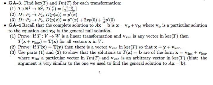 Solved Find ker(T) and Im(T) for each transformation: T : | Chegg.com