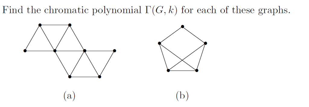 Solved Find the chromatic polynomial gamma (G, k) for each | Chegg.com
