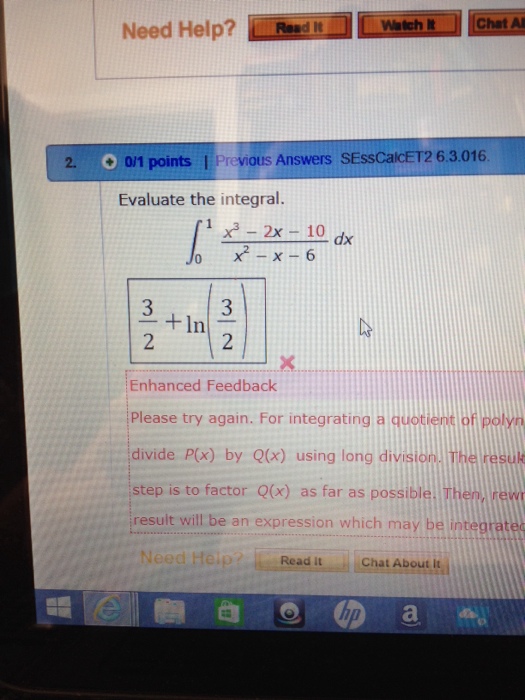 Solved Evaluate the integral. Integrate limit 0 to 1 | Chegg.com