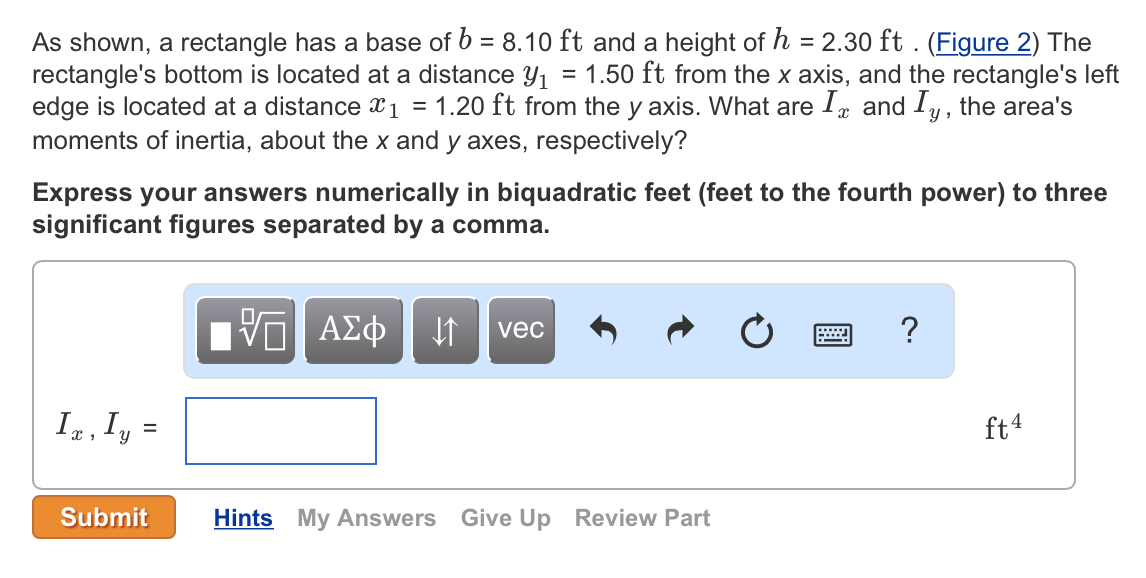 Solved As shown, a rectangle has a base of b-8.10 ft and a | Chegg.com