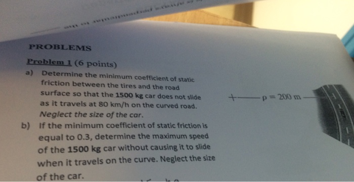 Solved A Determine The Minimum Coefficient Of Static