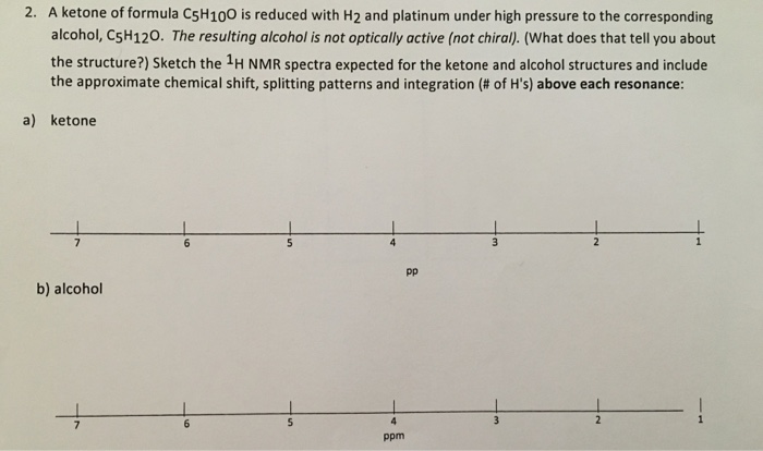 Solved A ketone of formula C5H10O is reduced with H2 and | Chegg.com