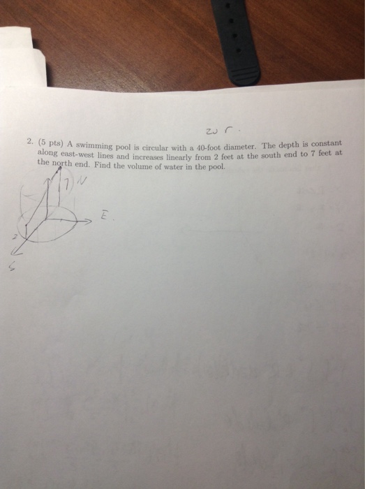 Solved A swimming pool is circular with a 40-foot diameter. | Chegg.com