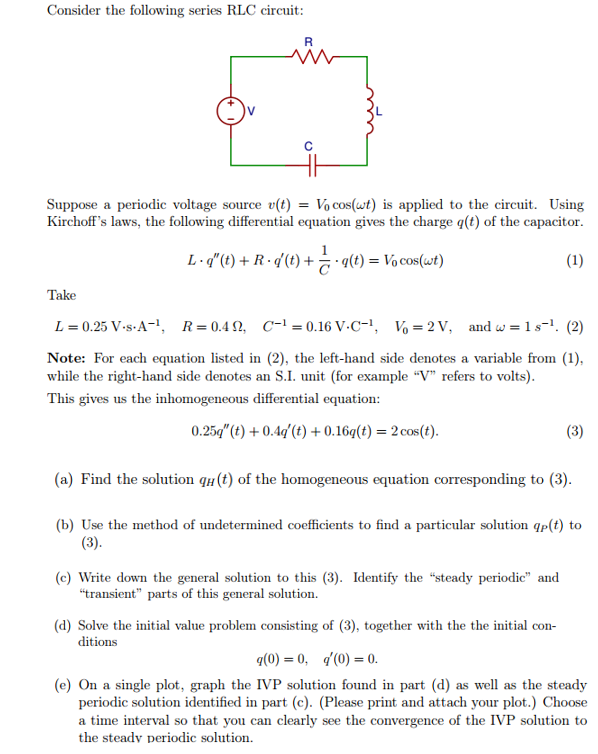 Solved Consider the following series RLC circuit: Suppose a | Chegg.com
