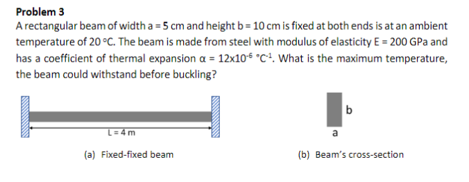 Solved Problem 3 A rectangular beam of width a 5 cm and | Chegg.com
