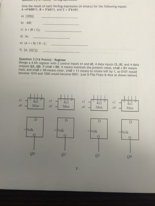 Solved Give the result of each Verilog expression (in | Chegg.com