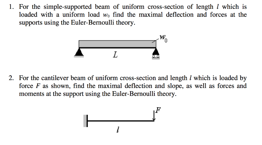 Solved 1. For the simple-supported beam of uniform | Chegg.com