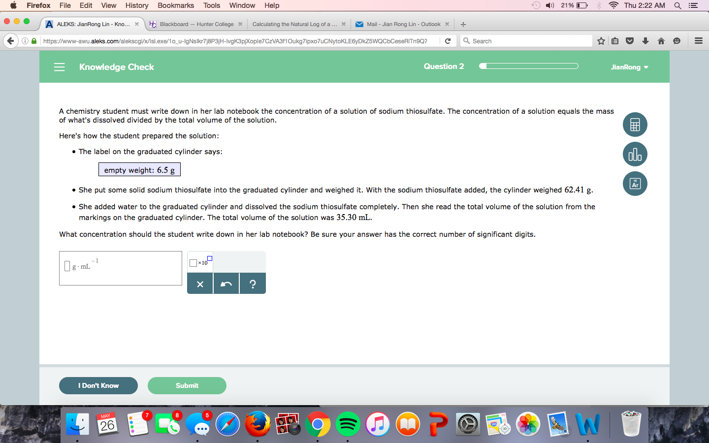Solved A chemistry student must write down in her lab | Chegg.com