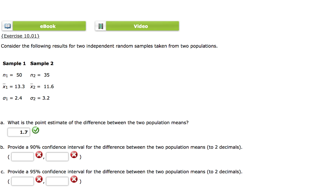 Solved Consider the following results for two independent | Chegg.com