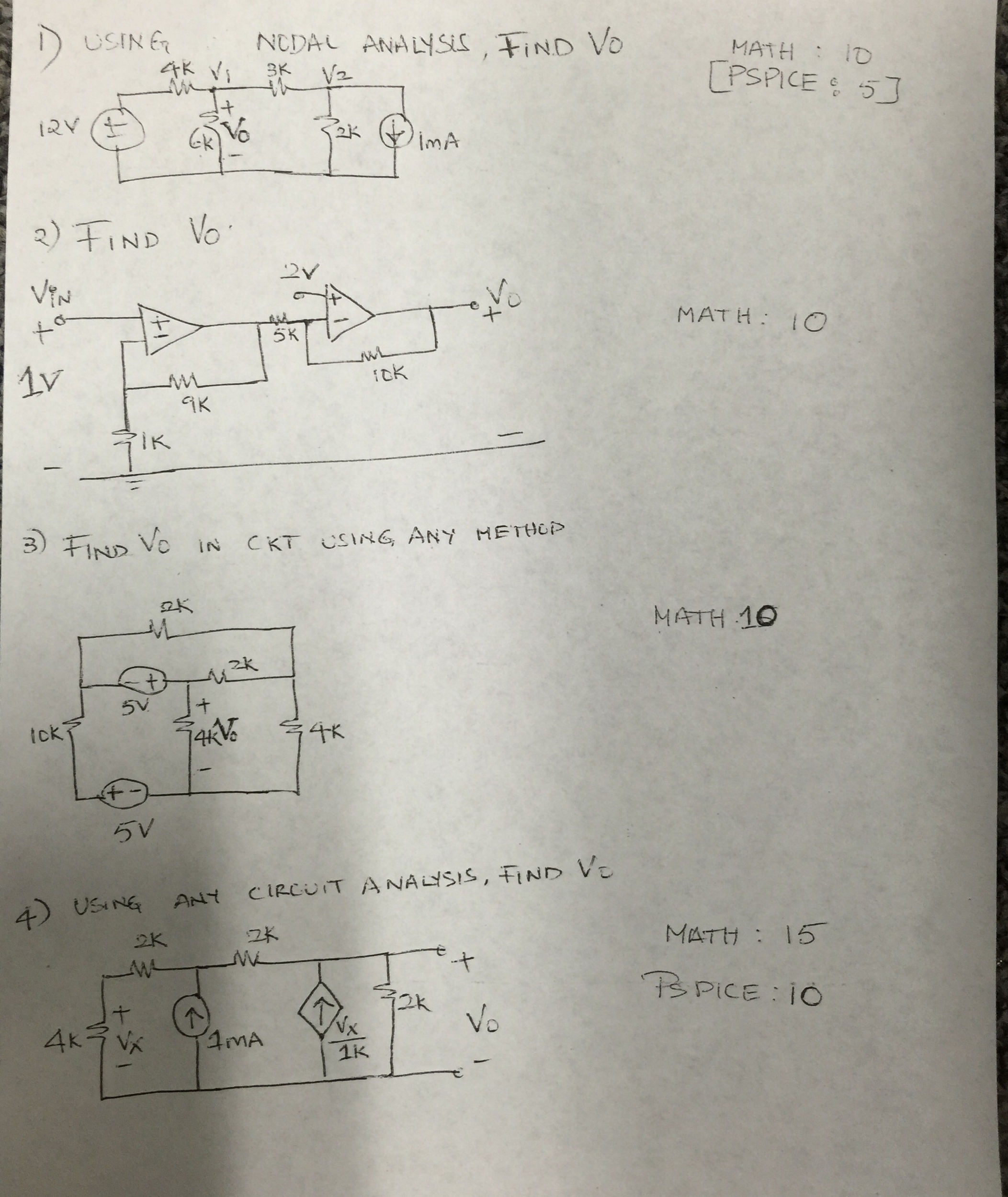 Solved Using Nodal Analysis Find Vo 2 Find Vo 3 Find Vo